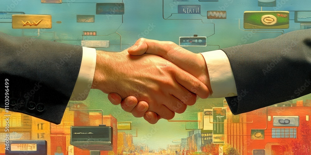 Corporate handshake establishes a business agreement. Agreement ...