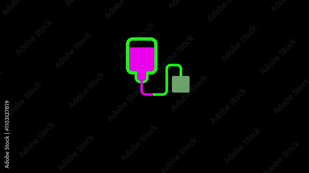 cartoon blood bag transfusion and blood drops animation.Blood donation ...