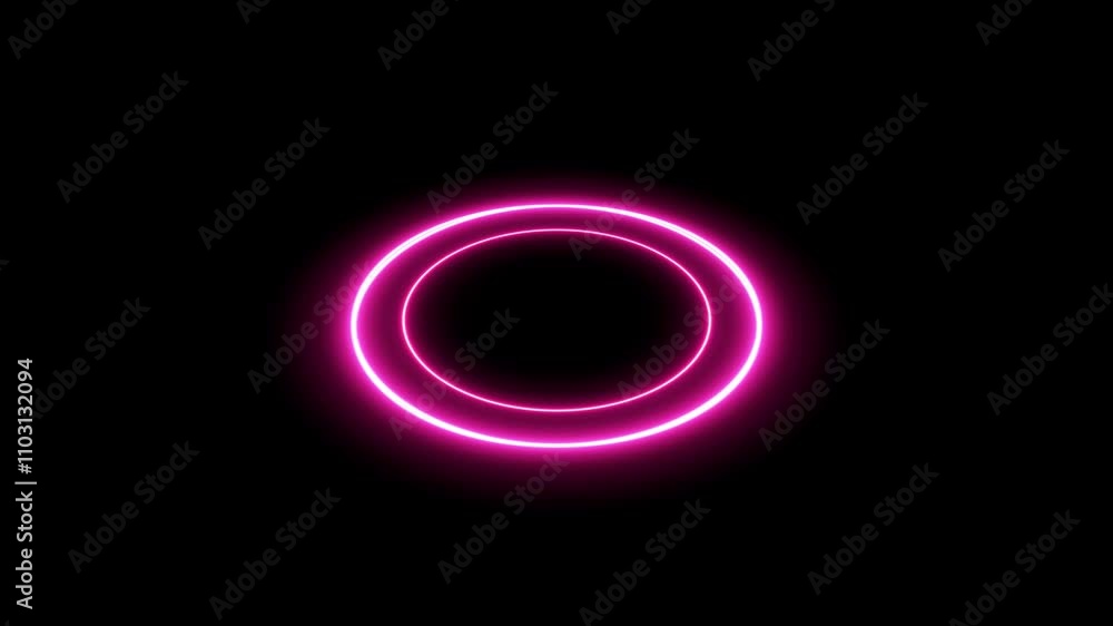 Dynamic neon lights atom model. Abstract fire atom or fireball ...