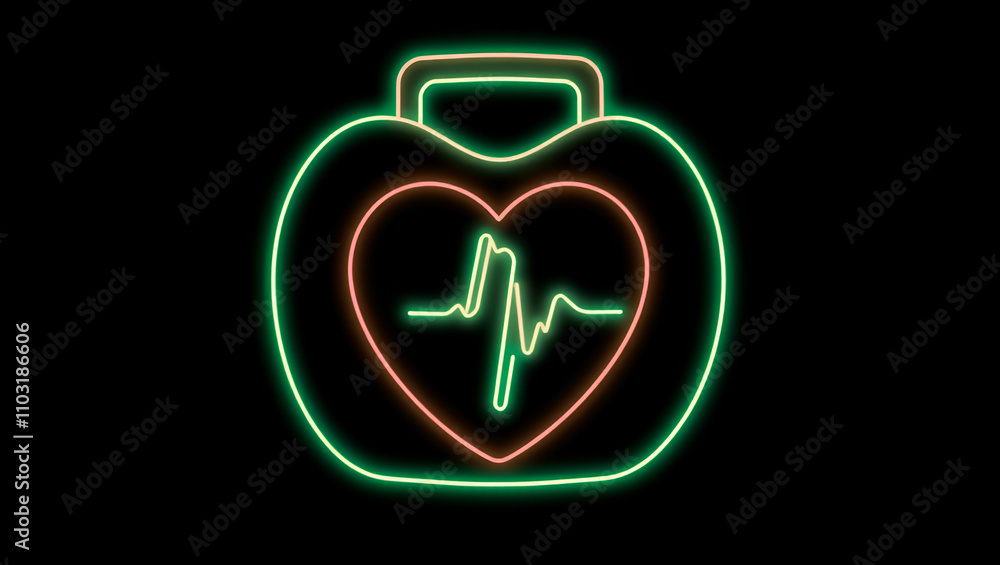 Ilustrace „Medical, defibrillator icon in neon style. Element of ...