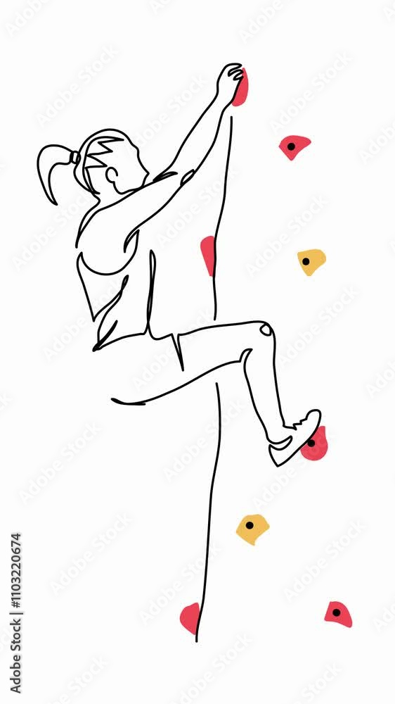 Sport climbing self drawing line animation. One continuous line art ...