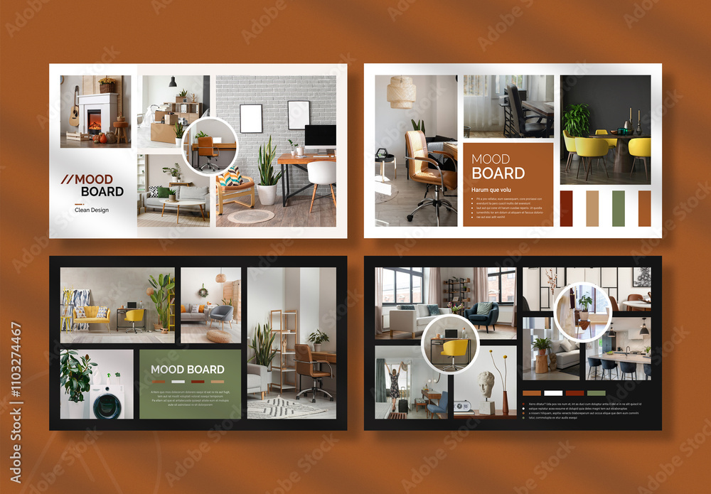 Clean Mood Board Template Stock Template | Adobe Stock