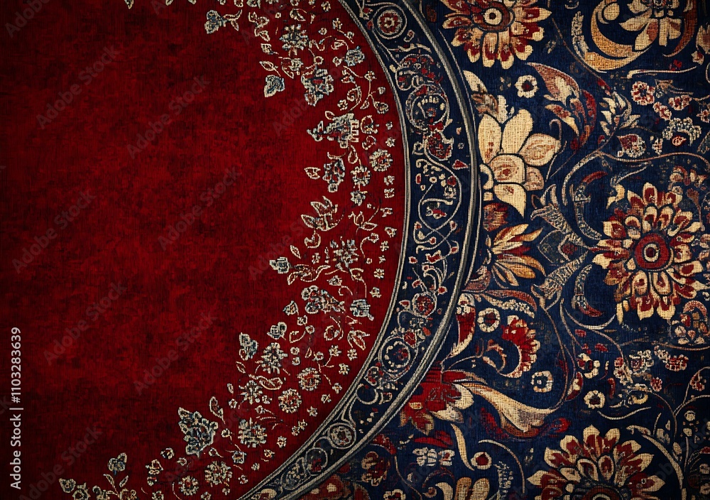 Design an intricate carpet with red background and traditional Persian ...