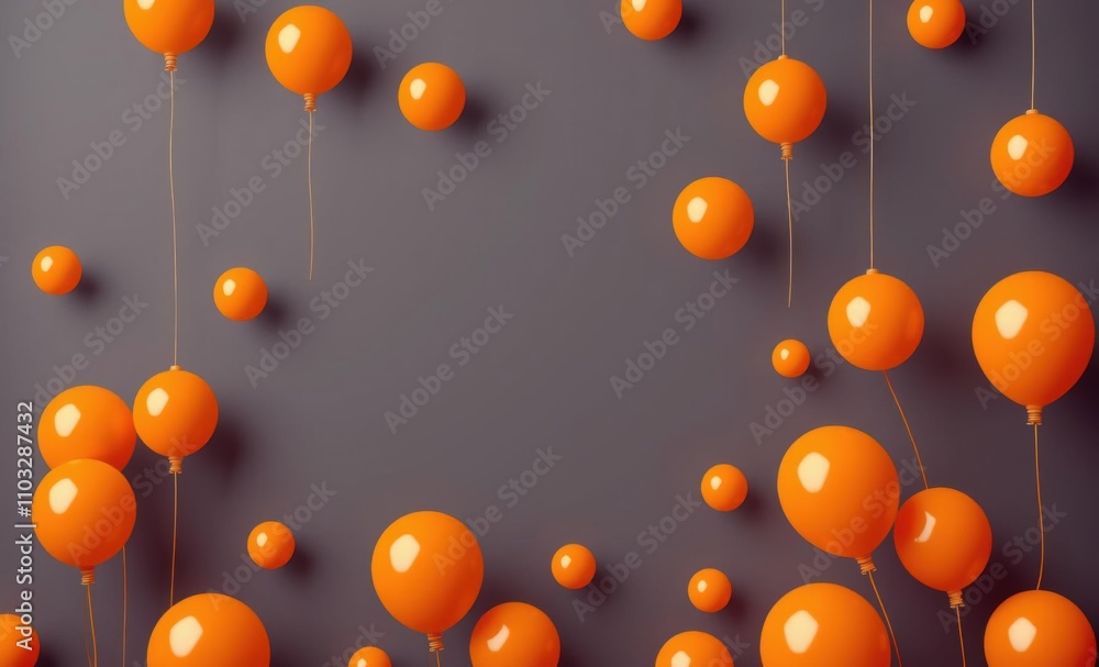 Orange balloons composition background - celebration design banner ...