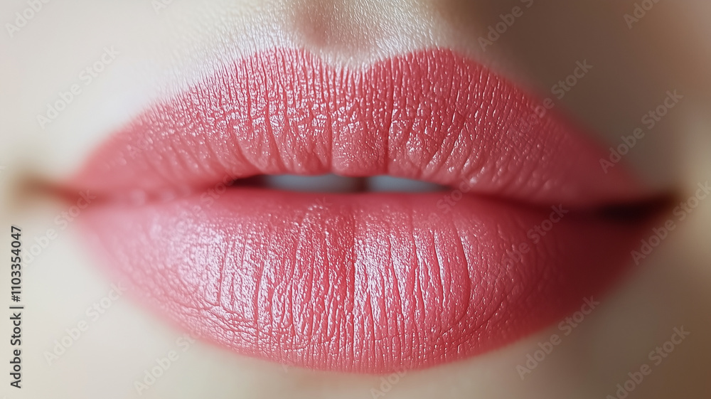 Photo & Art Print close up of soft pink lips showcasing natural beauty ...