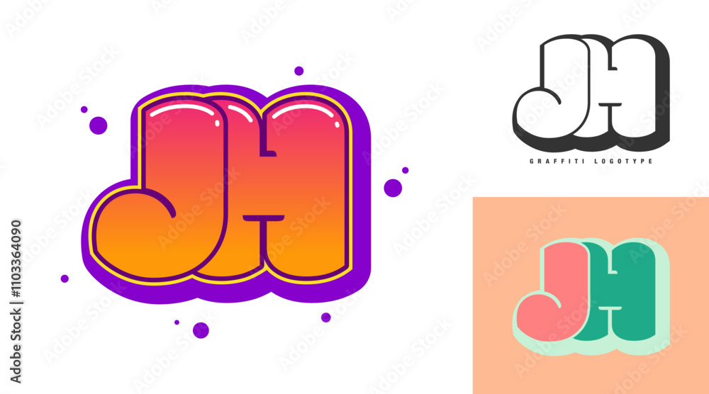 JH logo design for festival or party. Initial letter j and h in ...