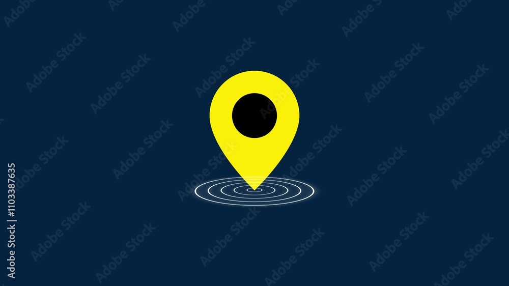 Animated map location icon with radio wave and locator pin point symbol ...