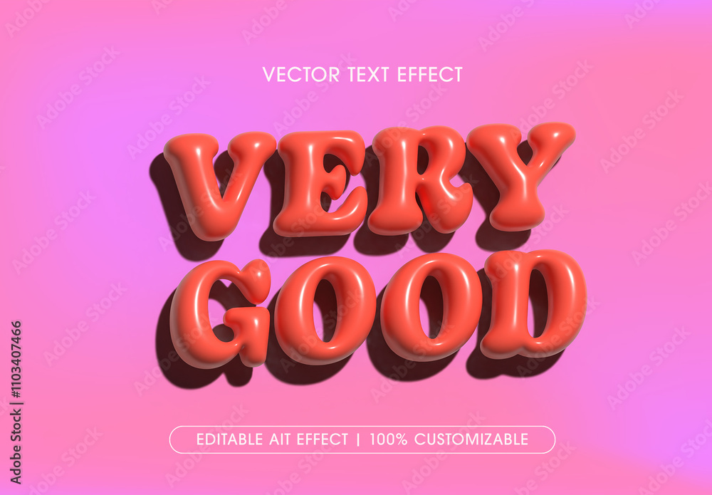 Red and Pink 3D Inflated Text Effect Stock Template | Adobe Stock