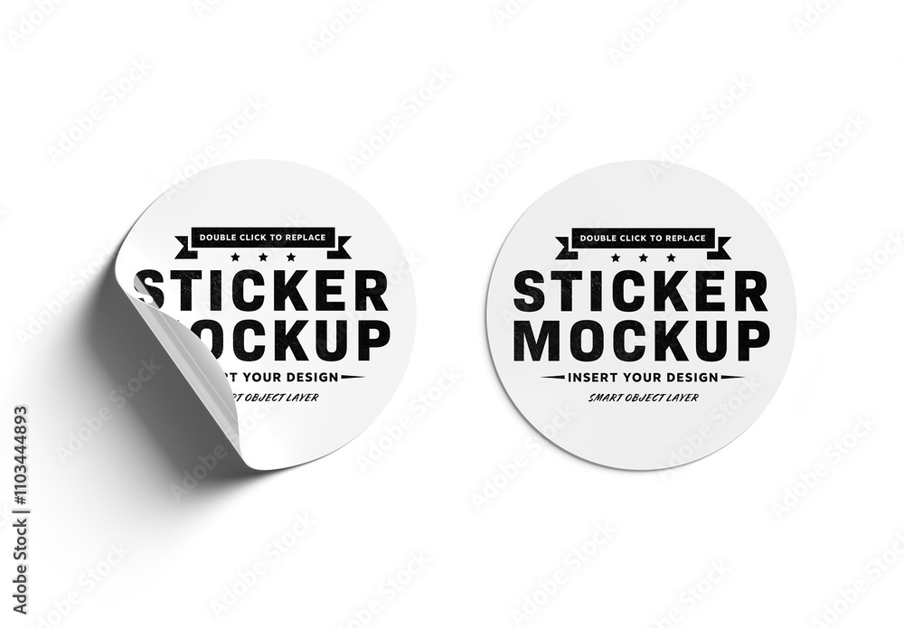 Round Stickers On Isolated Background Mockup Stock Template | Adobe Stock