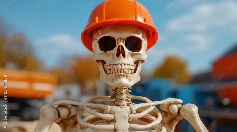 Skeleton Construction Worker in Hard Hat. Occupational Hazards ...