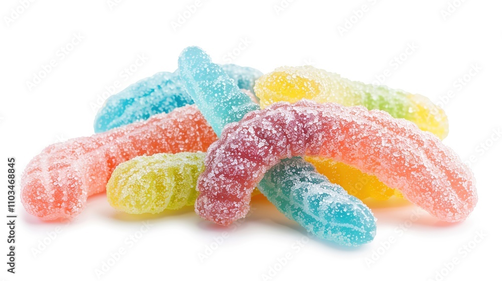 Gummy Worms and Candy on White Background - A Sweet and Colorful ...