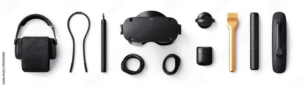 Innovative tech gadgets for virtual reality experience modern workspace ...