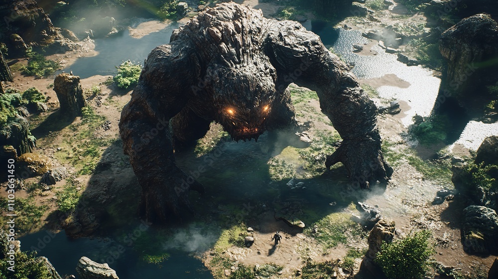 DnD Battlemap Battlefield Against Giant Monster Stock Illustration ...