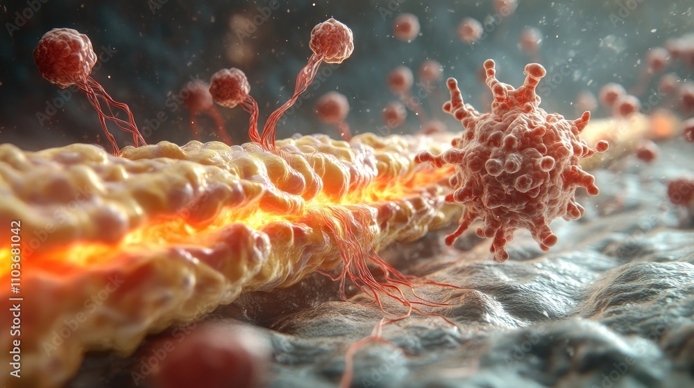 Detailed depiction of neuron structures transmitting pain signals ...