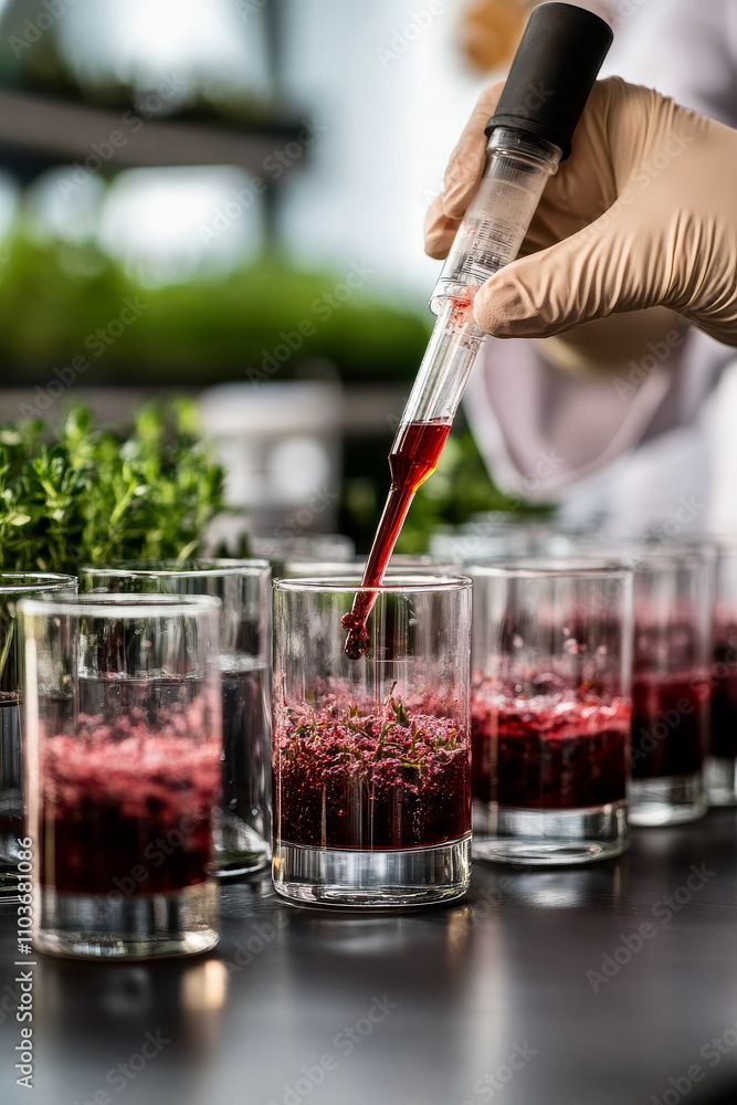 Research team developing plant-based meat alternatives in a modern lab ...