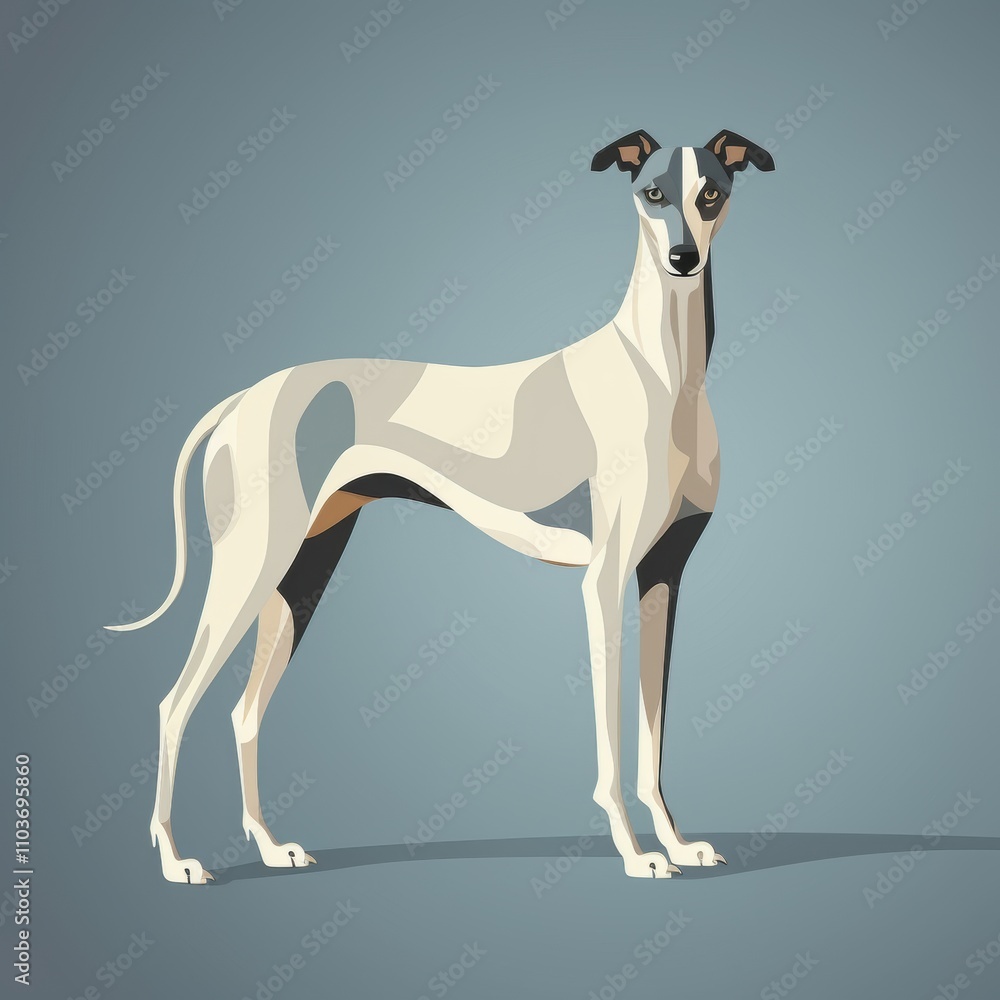 Elegant and Graceful Greyhound Dog Standing Proudly Against a Subtle ...