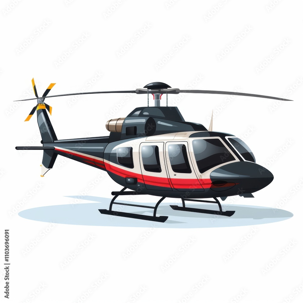 Sleek and Modern Helicopter Illustration Featuring a Black and Red ...