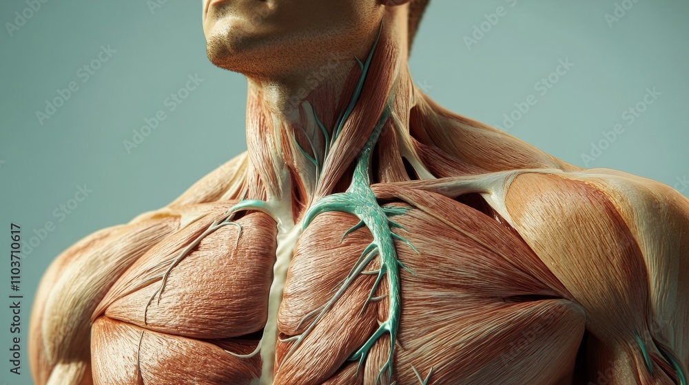 An artistic rendering of a male chest, highlighting pectoral muscles ...