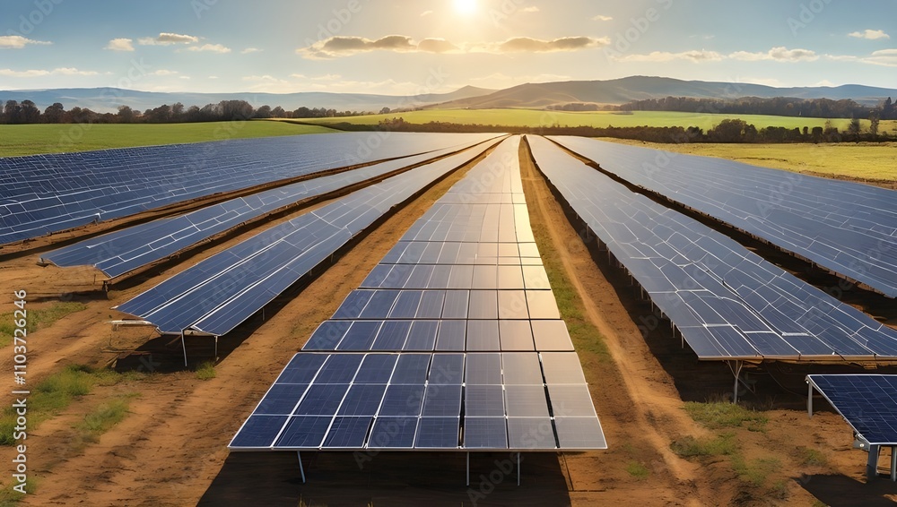 A conceptual illustration of a large scale solar panel farm project ...