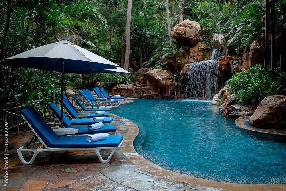 Luxurious poolside retreat in a tropical paradise for relaxation, hotel ...