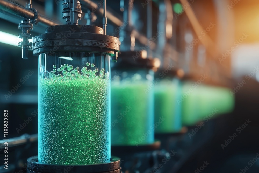 Vibrant Algal Cultivation in Bioreactors Showcasing Green ...