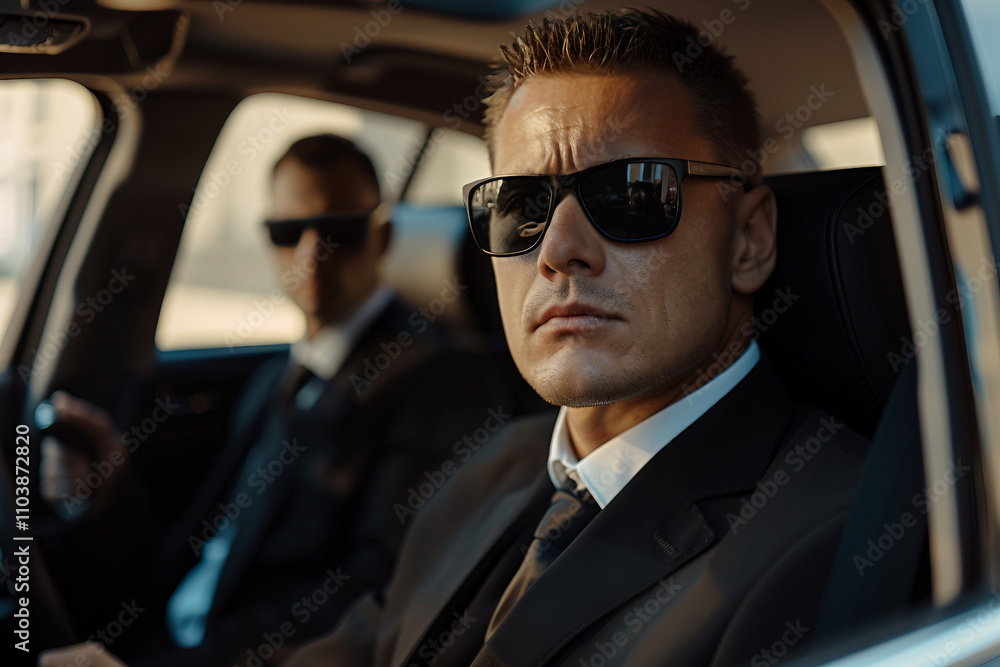 Professional security guards in black suits made with generative AI ...