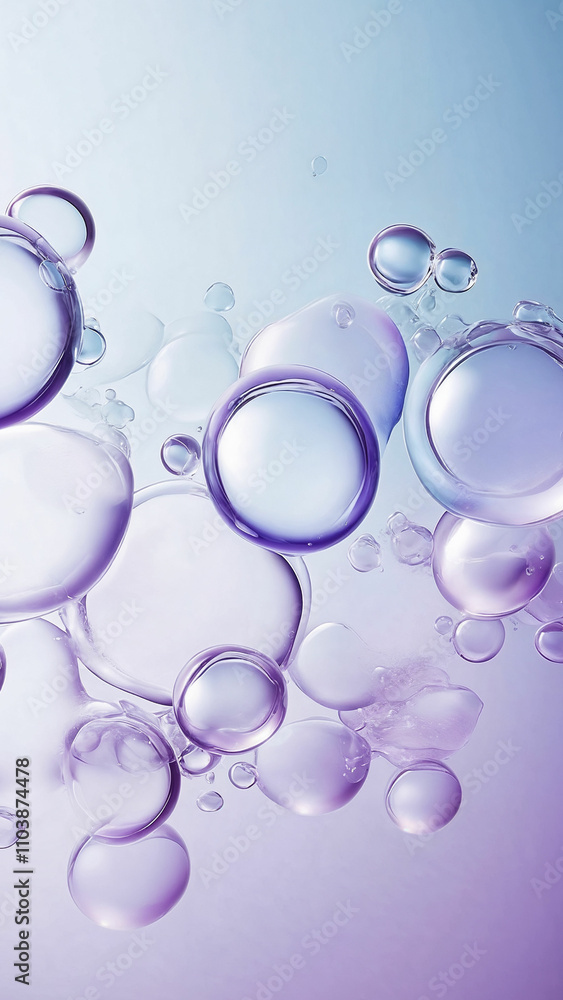 3D bubbles in soft blue and purple hues with a minimalist, high ...