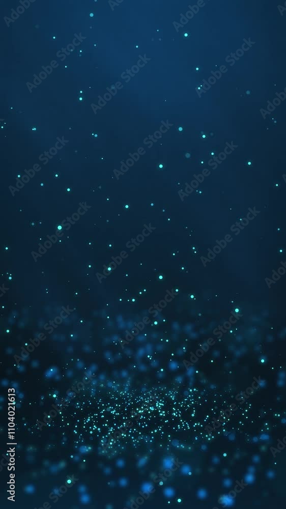 Blue particles twirling on the ground and flying in the air with light ...