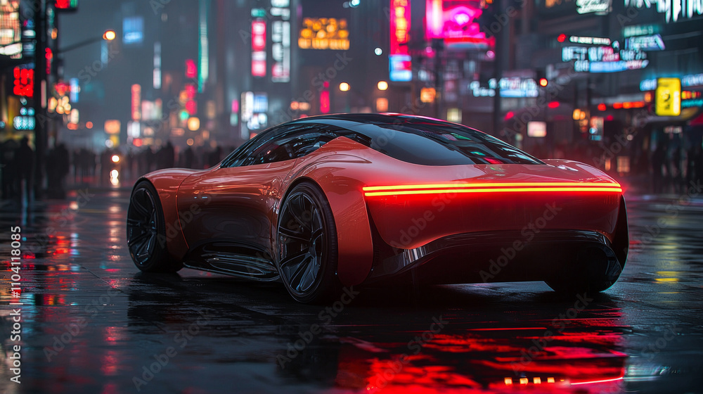 sleek electric car smooth curves and metallic finish parked modern ...