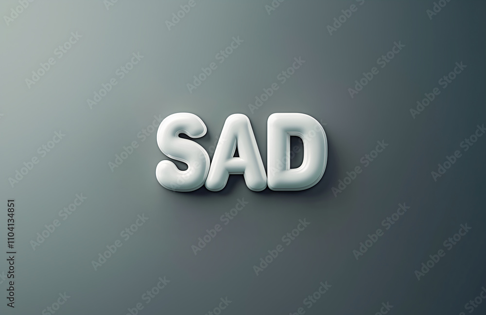 3d letters SAD on grey background. Concept template for seasonal ...
