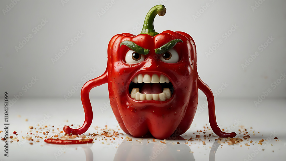 Bold and spicy red pepper full of heat isolated on white Stock ...