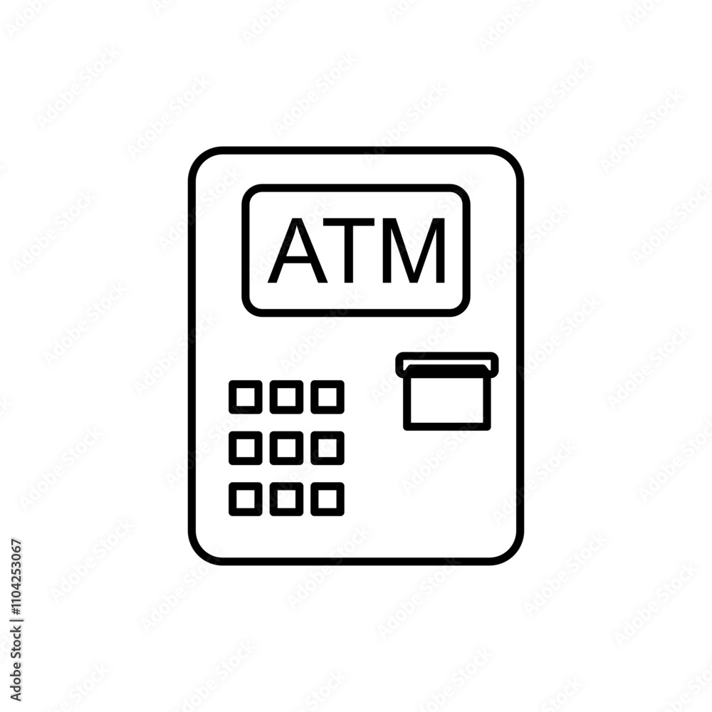Bank atm icon. Isolated bank teller and bank atm icon line style ...