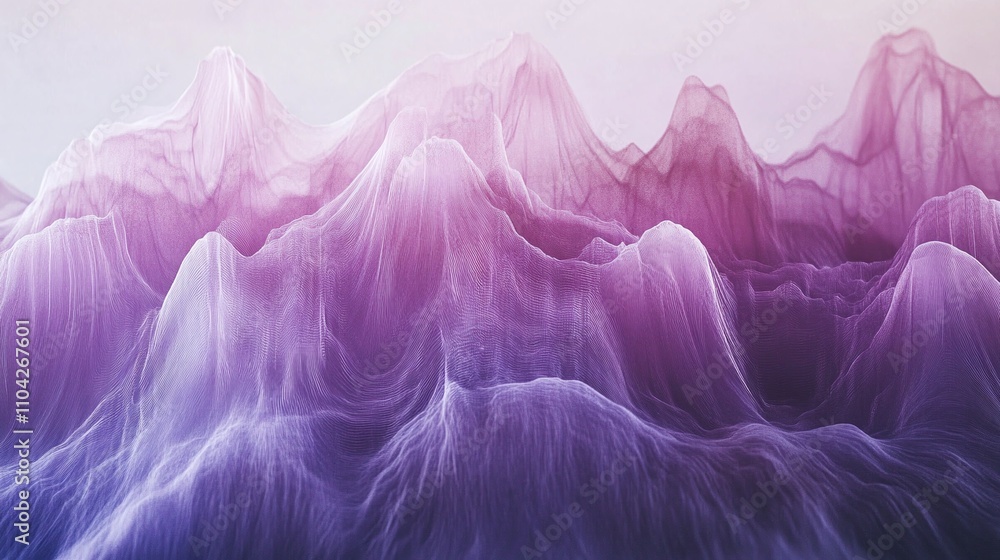 Dynamic wavelength patterns in gradient purple to pink resembling sound ...
