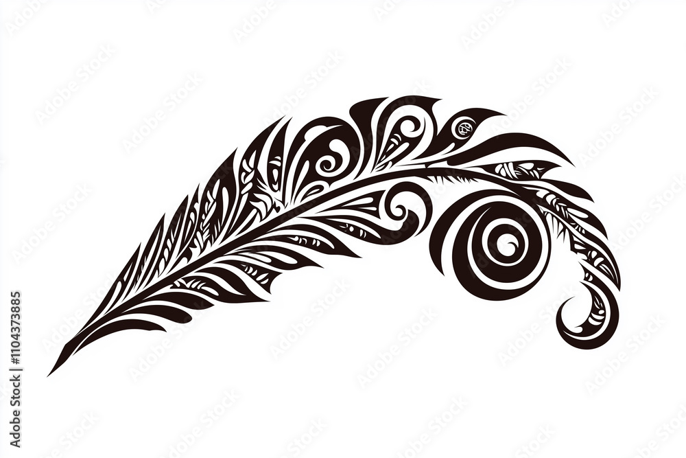 A striking sketch of a Maori tribal tattoo (ta moko) of amadrillo ...