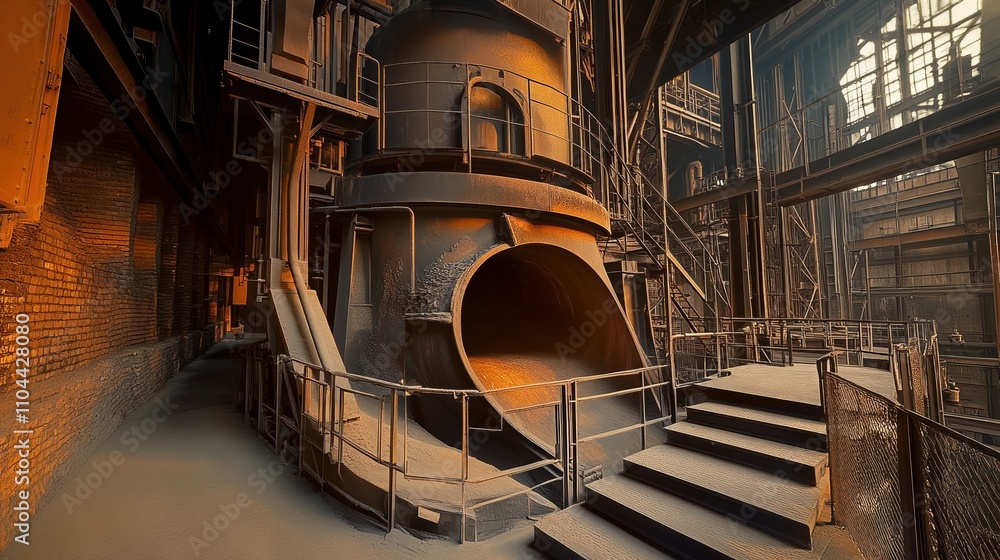 Old steel mill arc furnace showcasing industrial design and structure ...