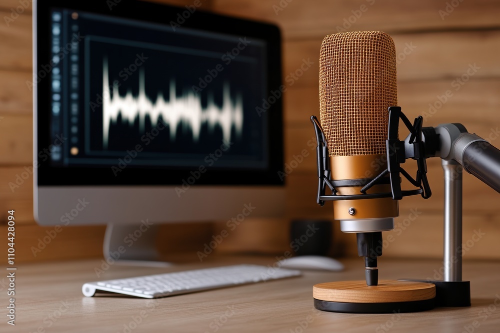 Cozy professional podcasting setup featuring a microphone with a pop ...