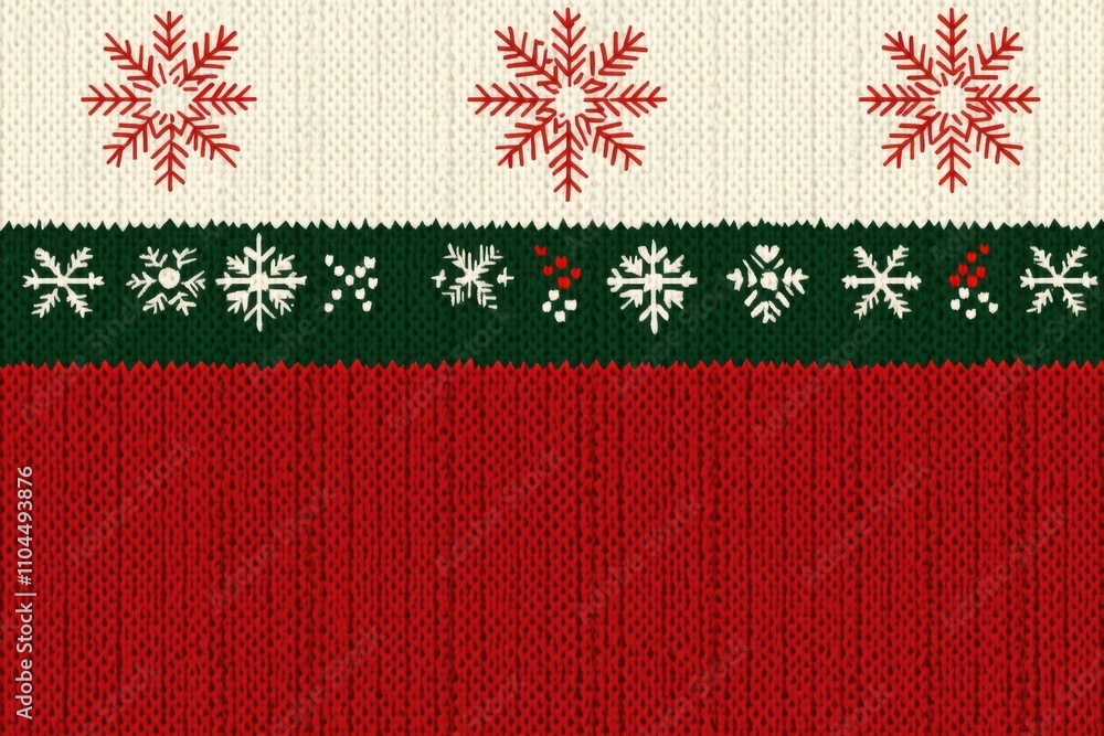 A red, green, and white sweater pattern with an embroidered horizontal ...