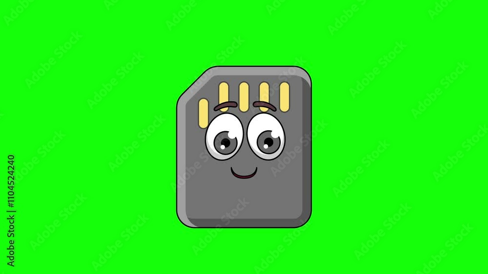 memory card cartoon with a smiling face with heart eyes, emoji emoticon ...