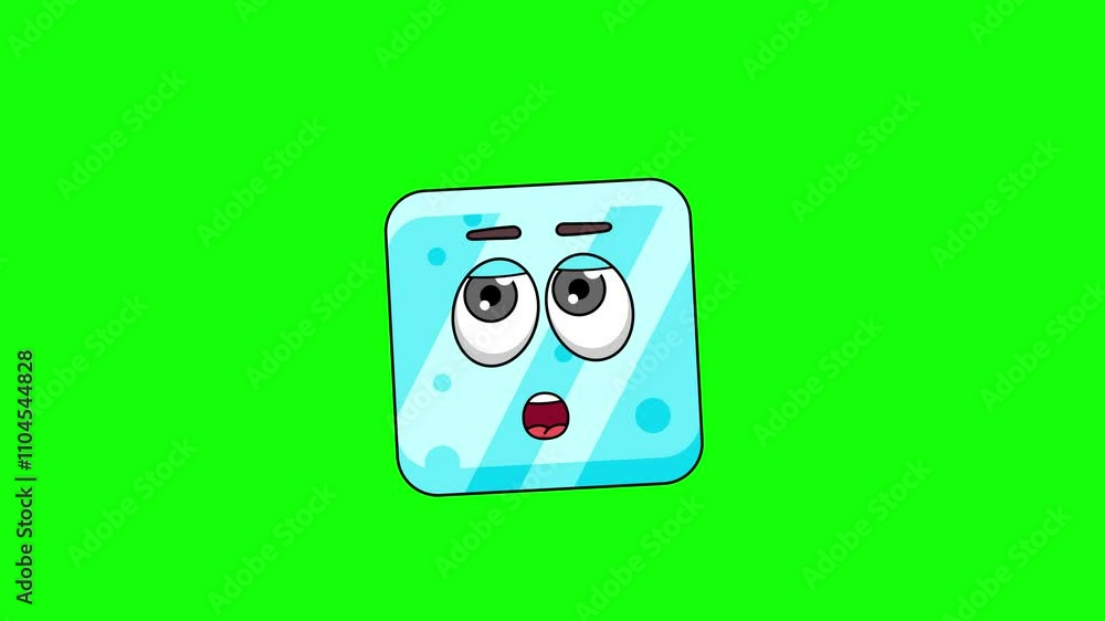 ice cube cartoon facing with rolling eye, emoji emoticon animation ...