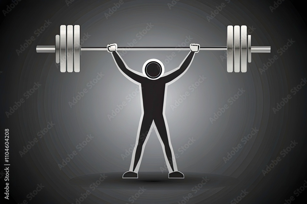 Bodybuilding Icon: Stick Figure Man with Barbell - Isolated Pictogram ...