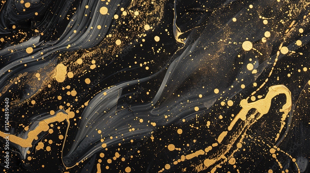 Gold Splattered Oil on the Background - A Glittering and Dynamic Liquid ...