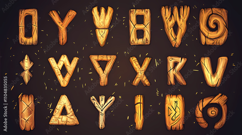 An ancient fehu letter symbol for magical witchcraft fantasy interface ...