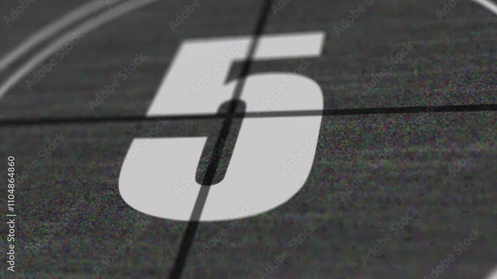 3D 4K old-fashioned film countdown animation 10 to 1seconds. Film ...