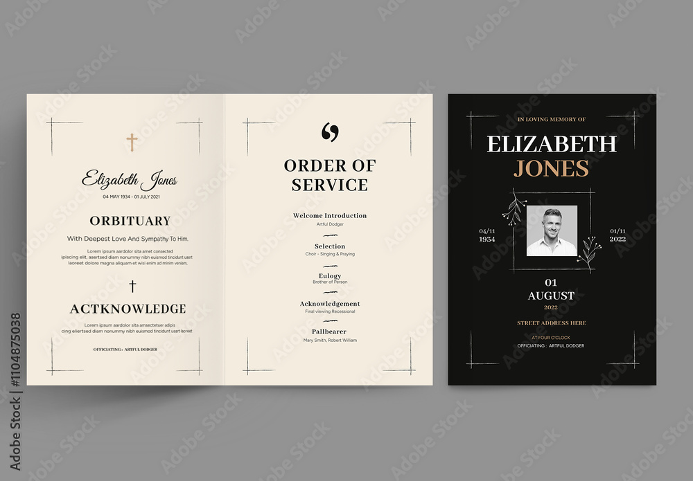 Elegant Funeral Invitation Card Stock Template | Adobe Stock