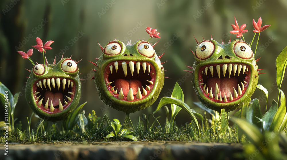 Scary monster plants and flowers with creepy faces, mouths and teeth ...