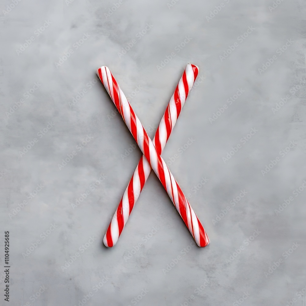 Two crossed candy canes forming an 'X' on a grey background. Stock ...