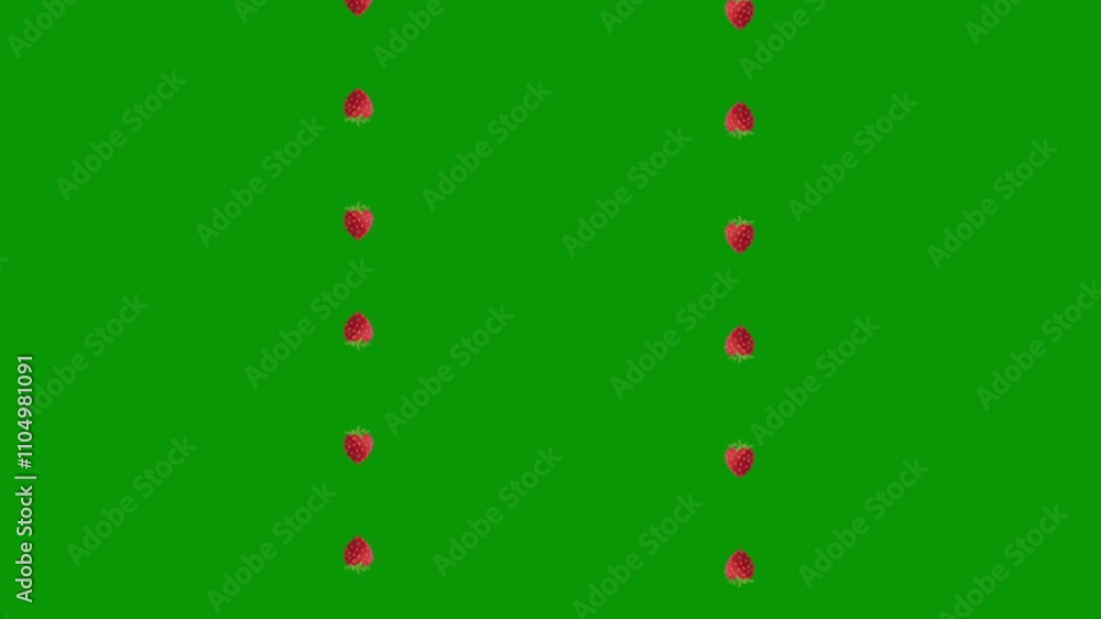 Red Giant Juicy Strawberry Falling Slow Motion On Green Screen ...