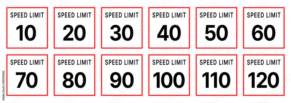 Speed Limit Signs.the standard speed limit signs used on roads. Stock ...