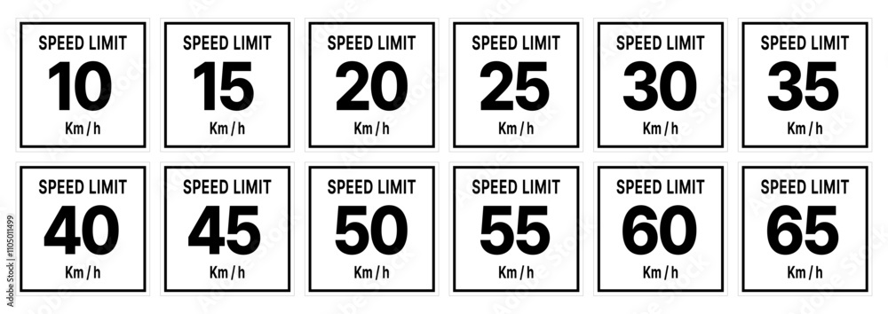 Speed Limit Signs.the standard speed limit signs used on roads. Stock ...