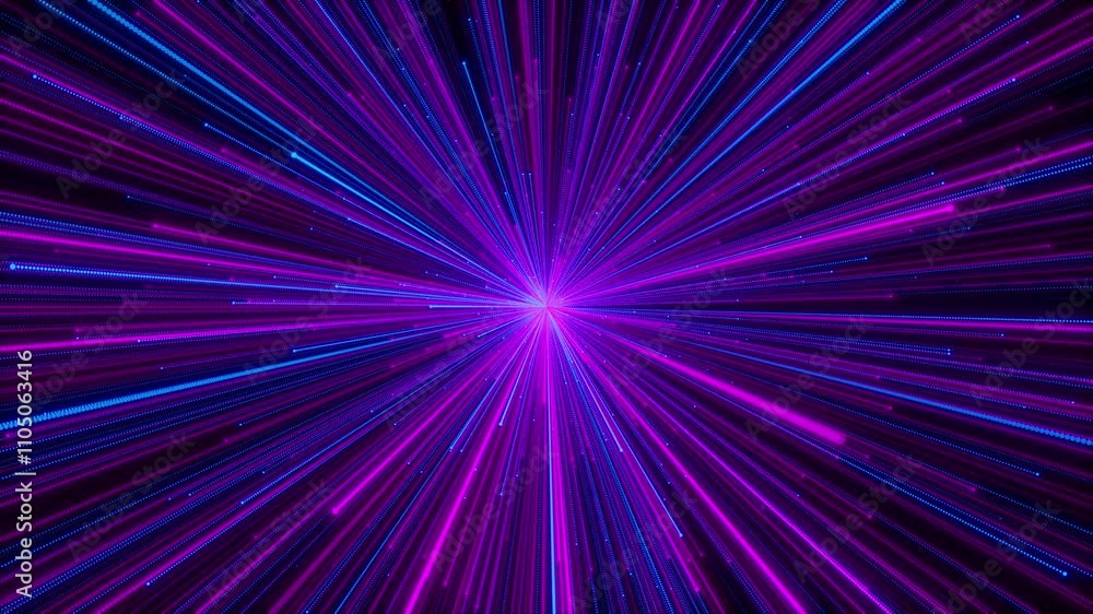 3D Digital Cyberspace Tunnel lines Data flow Optical fiber effect ...